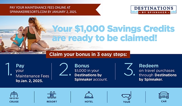 Destinations By Spinnaker and plan your bonus trip.